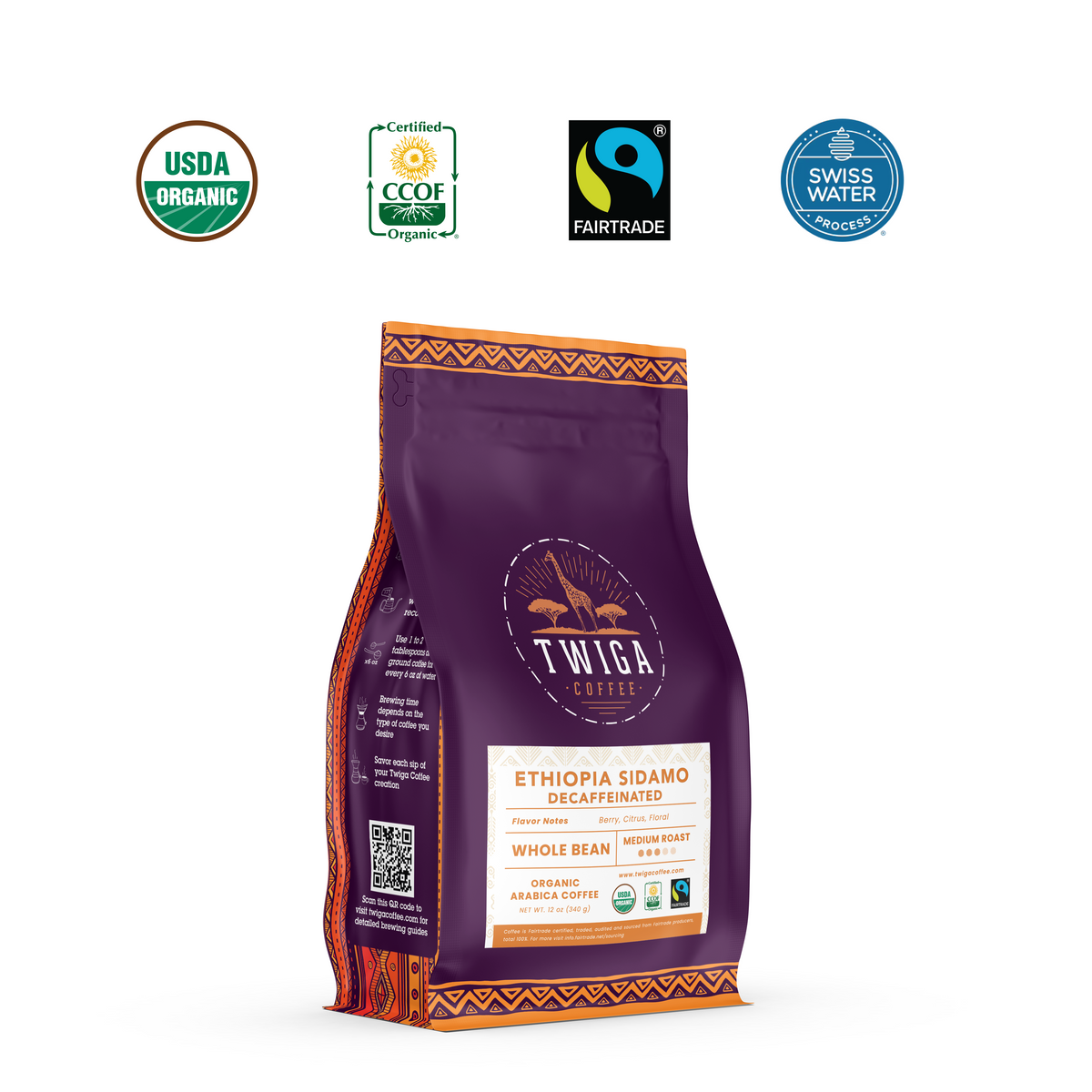 Organic Ethiopia Sidamo: Swiss Water Decaf Coffee | Twiga Coffee